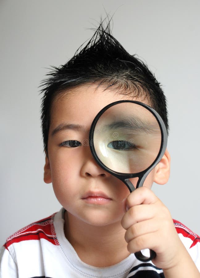 Children with magnifier stock image. Image of lens, discovery - 21217993