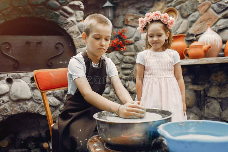 Young People Make Jug in Pottery Stock Photo - Image of form, mold ...