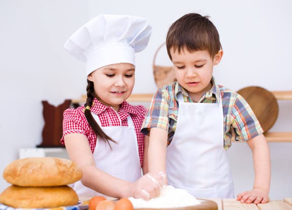Children making bread stock photo. Image of female, bread - 52520258