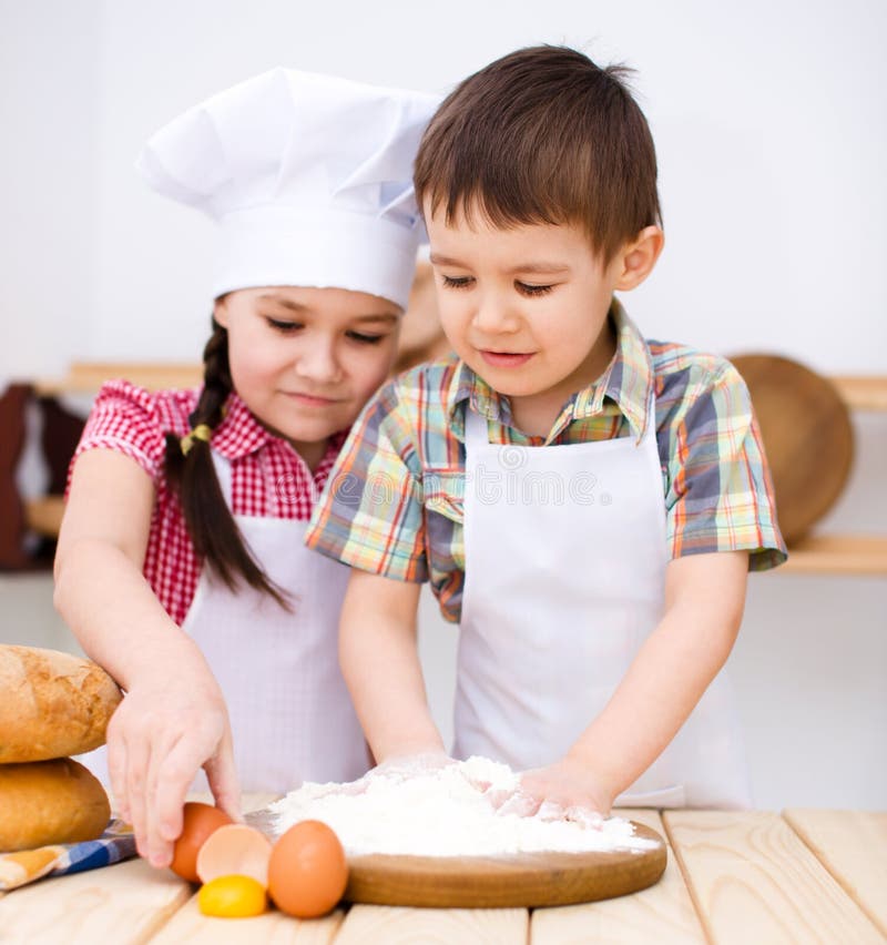 Children making bread stock photo. Image of dirty, apron - 52520274
