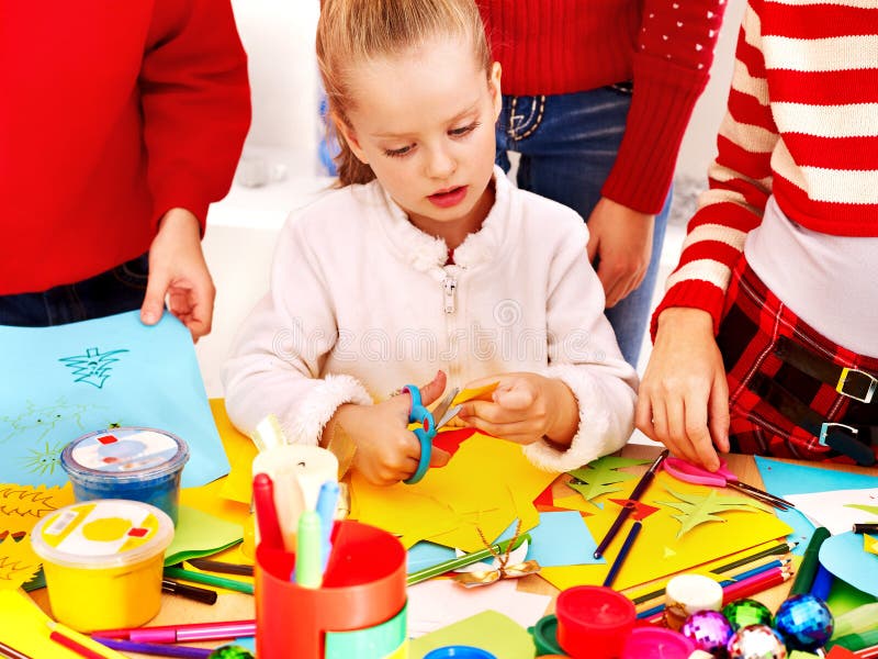 Children making card. stock photo. Image of female, gift - 27569016