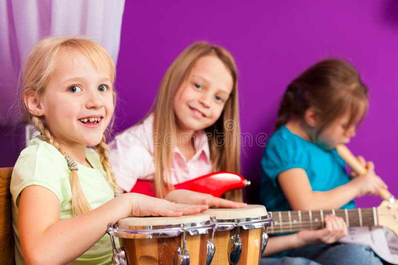 Children Making Music with Instruments at Home Stock Photo - Image of ...