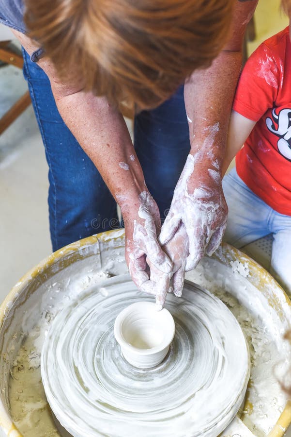 Children Making Pottery during Ceramic Lesson with Clay Stock Image ...