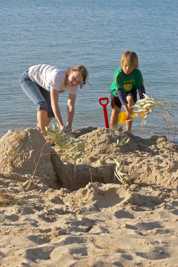 Children Making Sand Castles Stock Image - Image of playing, relaxing ...