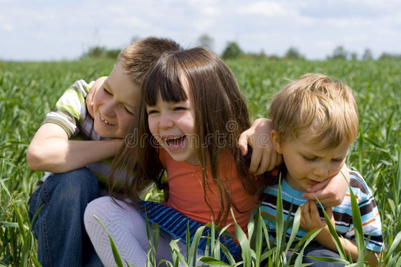 Children on meadow stock photo. Image of love, girl, green - 841538