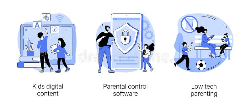 Children Media Access Abstract Concept Vector Illustrations. Stock ...