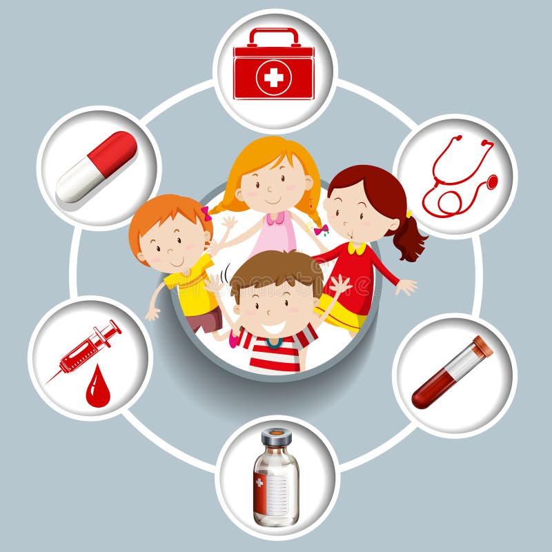 Children and Medical Symbols Stock Vector - Illustration of icons ...
