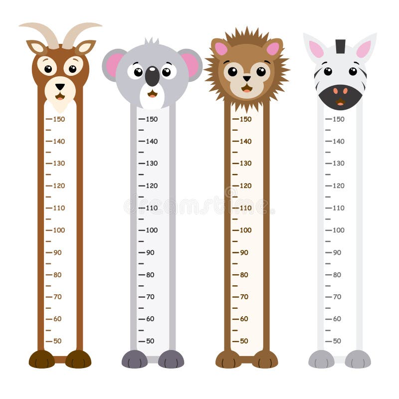 Children Meter Wall Animals Stock Vector - Illustration of design ...