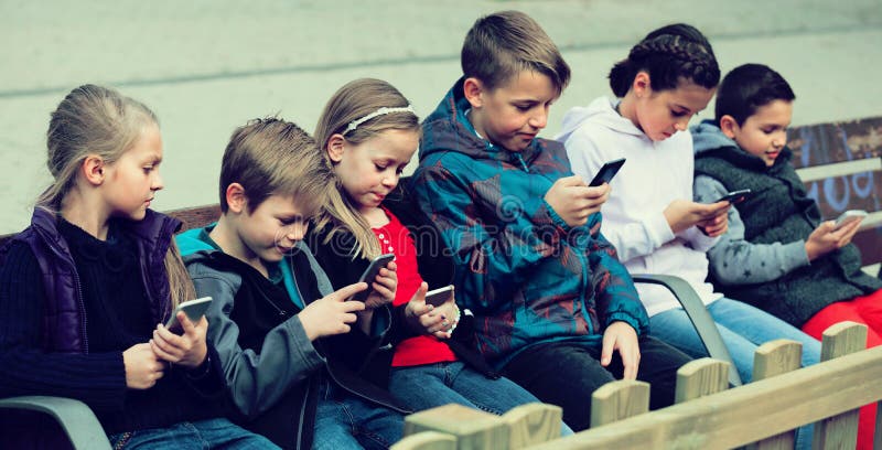 Children with Mobile Devices Stock Image - Image of little, casual ...