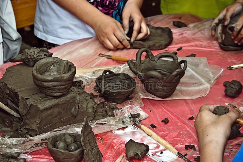 Children molding clay 1 stock image. Image of child, coloring - 25237469
