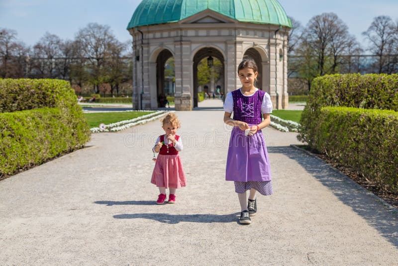 Children in Munich, Germany in National Costumes. Selective Focus Stock ...