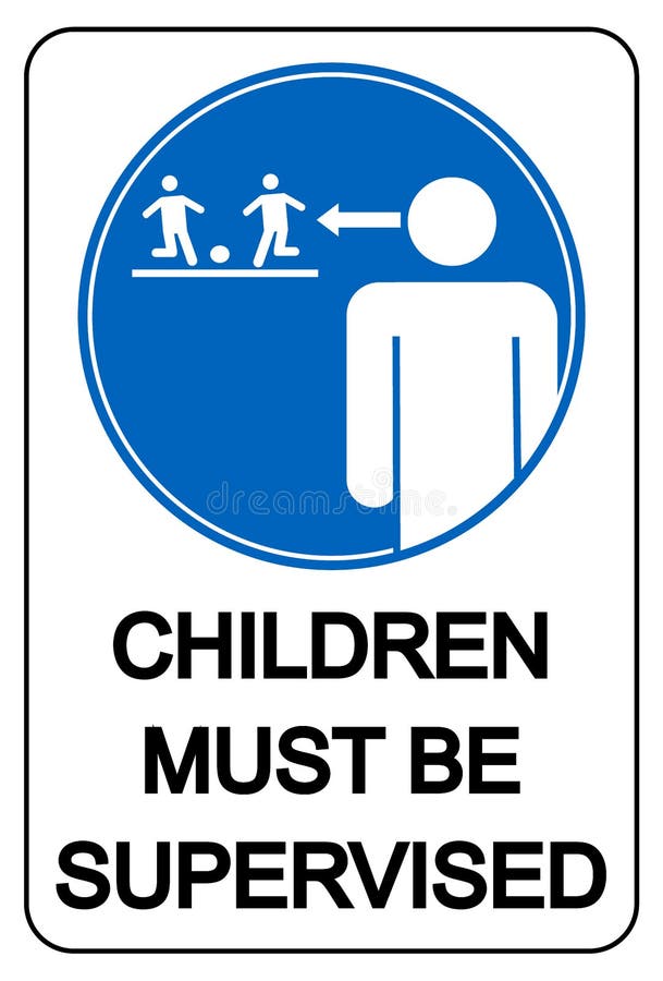 Children Must Be Supervised at Playground. Warning Mandatory Sign Stock ...