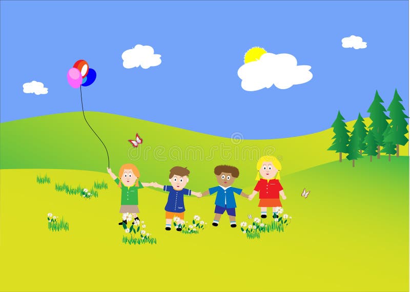 Children in nature stock vector. Illustration of education - 17638759