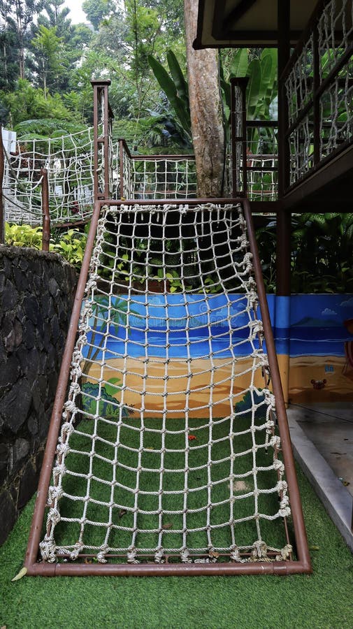 Children Net Climbing at the Playground Stock Image - Image of ...