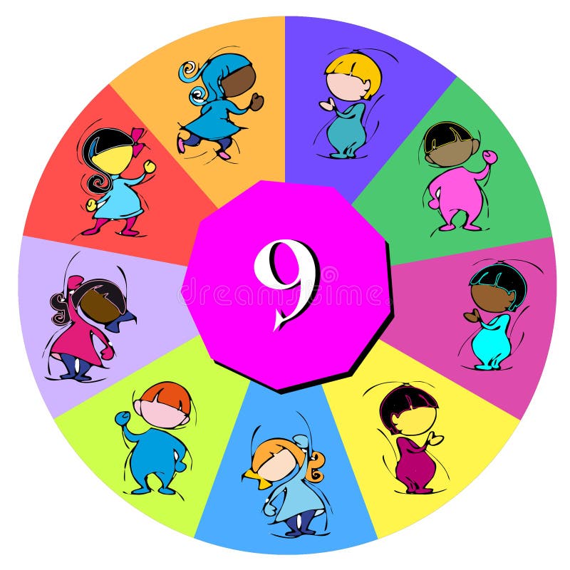 Number Nine for Children or Baby Cartoon Stock Vector - Illustration of ...