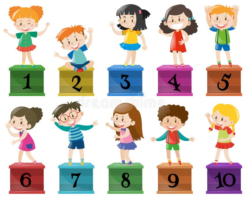 Children Counting Numbers One To Four Stock Vector - Illustration of ...