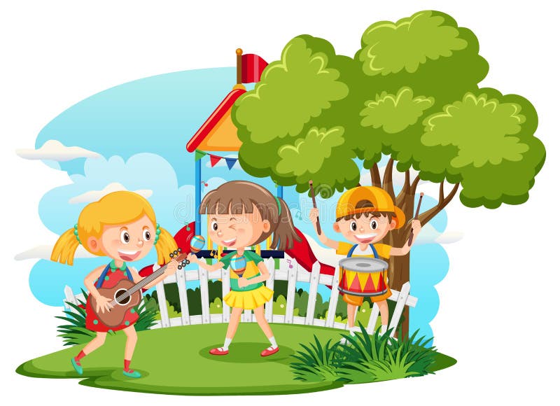 Children Outdoor Scene Isolated Stock Vector - Illustration of female ...