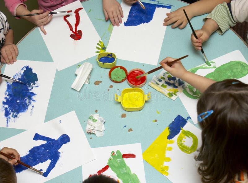 Children painting stock photo. Image of concentration - 8626882