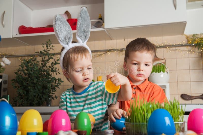 Children Painting Easter Eggs. Easter Traditions, Fun with Toddlers ...