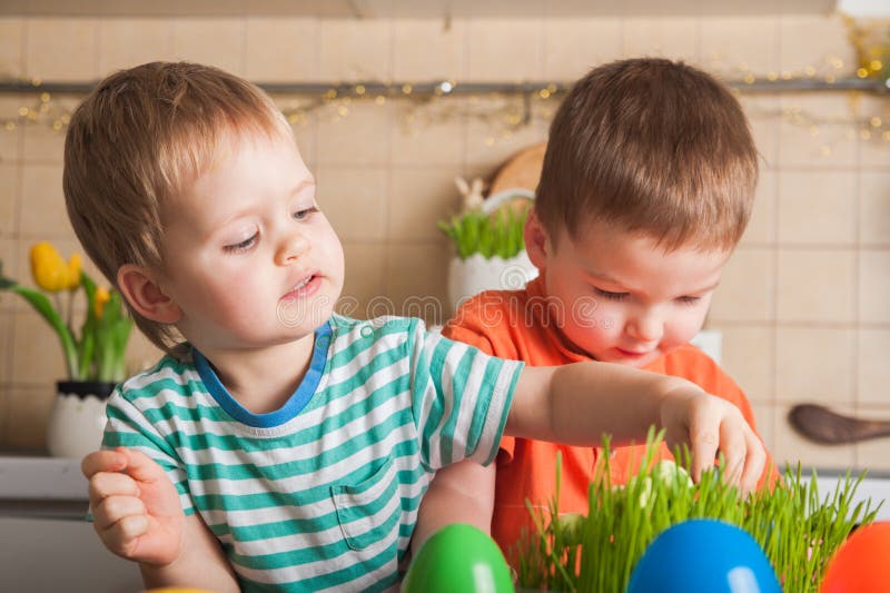 Children Painting Easter Eggs. Easter Traditions, Fun with Toddlers ...