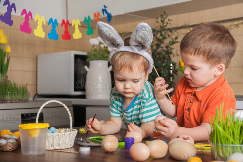 Children Painting Easter Eggs. Easter Traditions, Fun with Toddlers ...