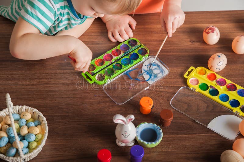 Children Painting Easter Eggs. Easter Traditions, Fun with Toddlers ...