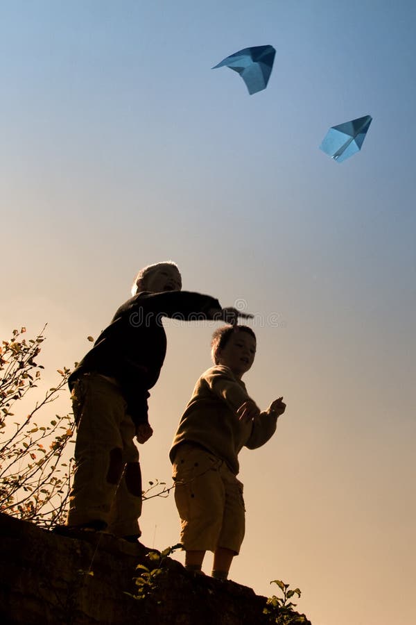 Children and Paper Airplanes Stock Photo - Image of transport, young ...
