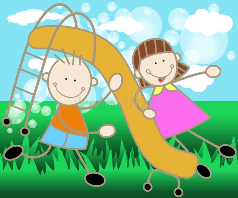 Little girls on swing stock illustration. Illustration of playful ...