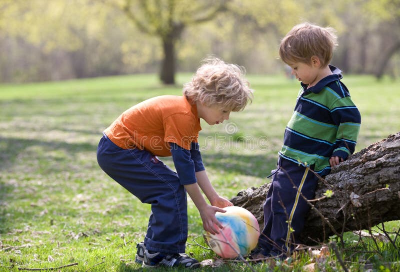 Children in Park with Colourful Ball Stock Photo - Image of park ...