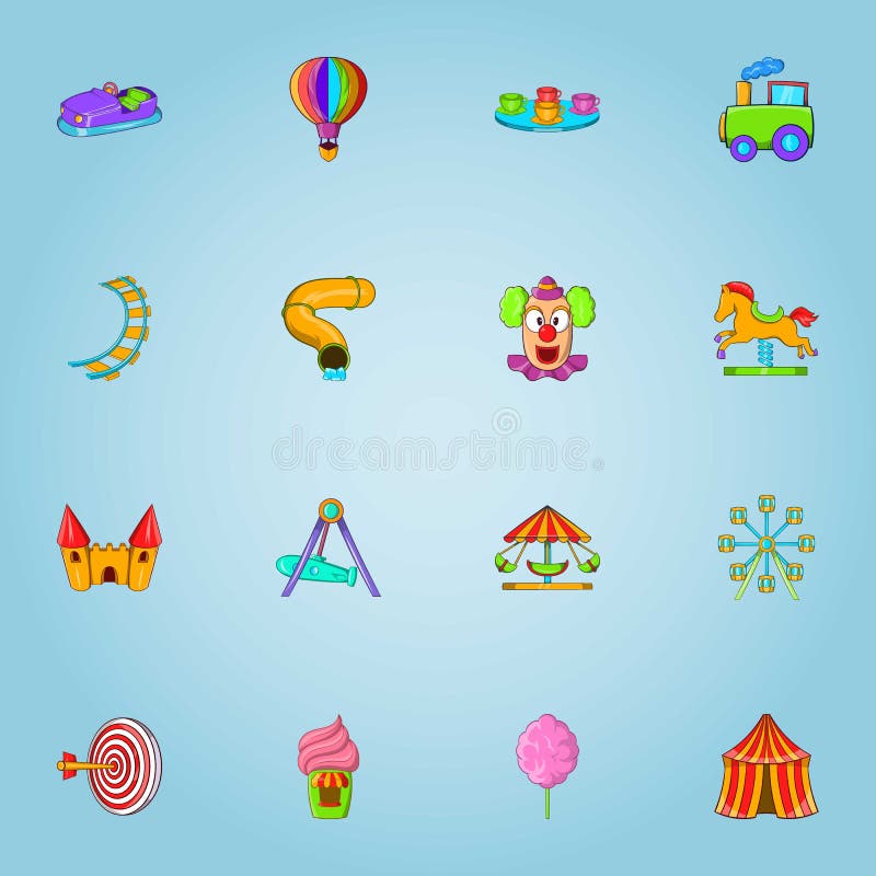 Children Park Icons Set, Cartoon Style Stock Vector - Illustration of ...
