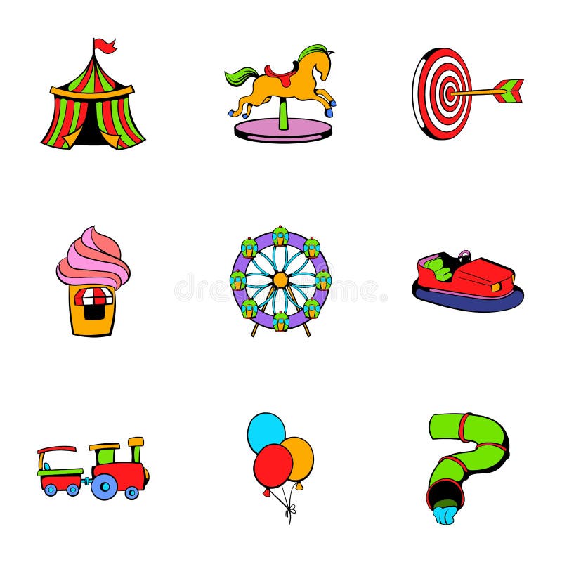 Children Park Icons Set, Cartoon Style Stock Vector - Illustration of ...