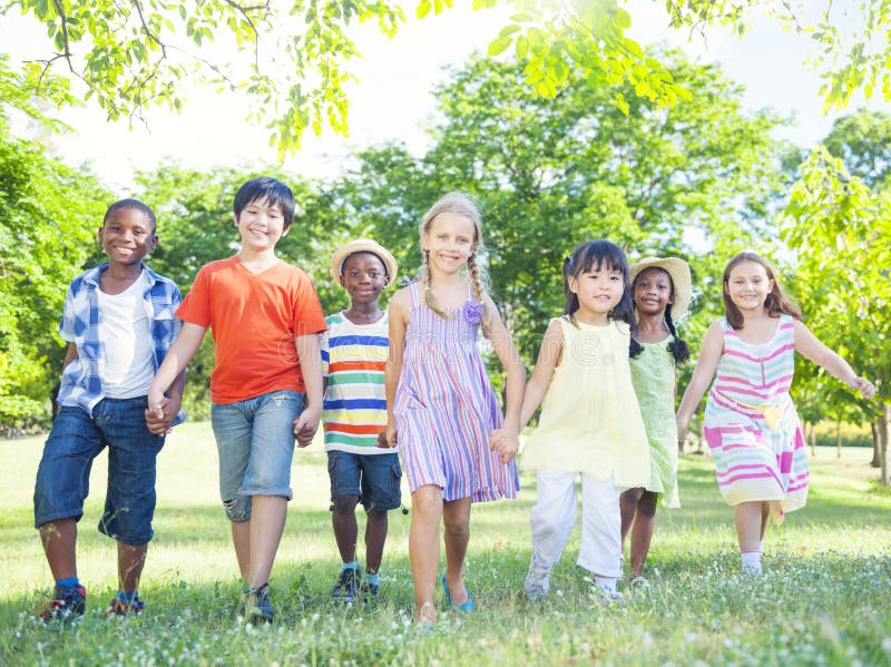 Children in Park stock image. Image of enjoyment, holding - 37440639