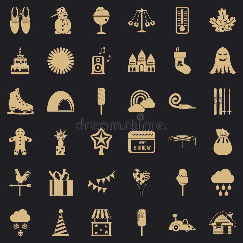 Children Party Icons Set, Simple Style Stock Vector - Illustration of ...