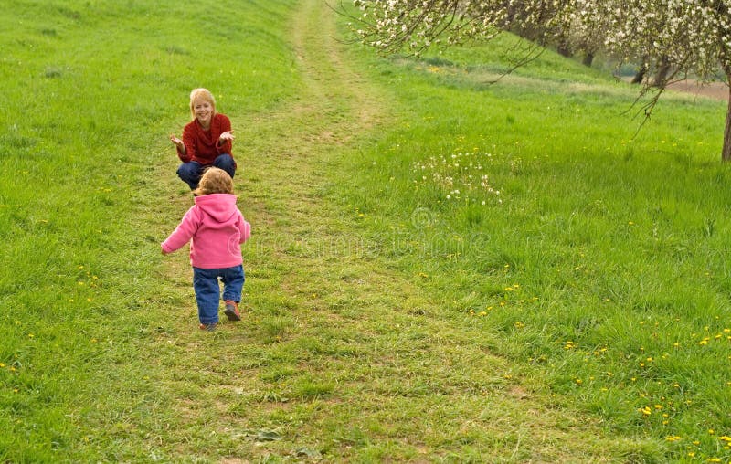 Children on the path stock photo. Image of freedom, people - 2384790