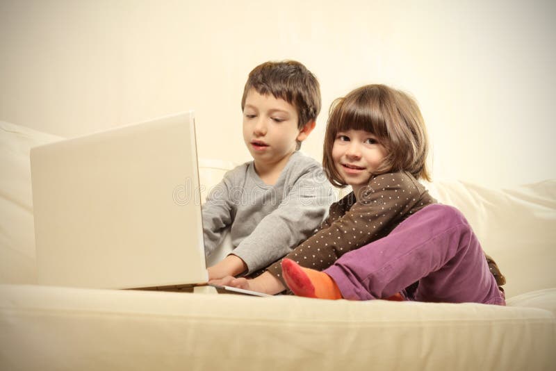 Children and pc stock image. Image of write, technology - 11957001