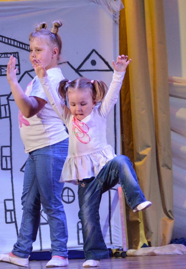 Children Perform a Dance on Stage at a Festive Concert. Stock Photo ...