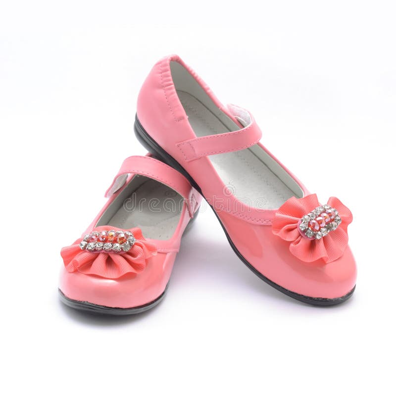 Children Pink Shoes Isolated on White Stock Photo - Image of children ...