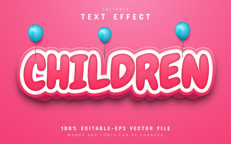Children Pink Text Effect Editable Stock Vector - Illustration of typo ...