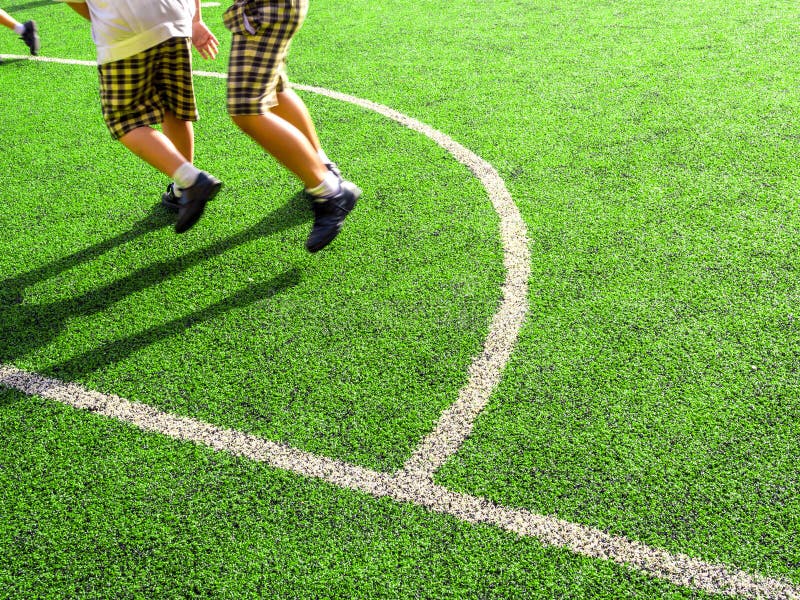 Children in the Artificial Turf the School Stock Photo - Image of green ...