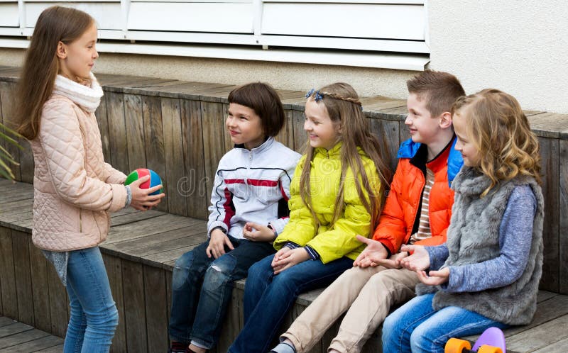 Children play with a ball stock image. Image of players - 71086661