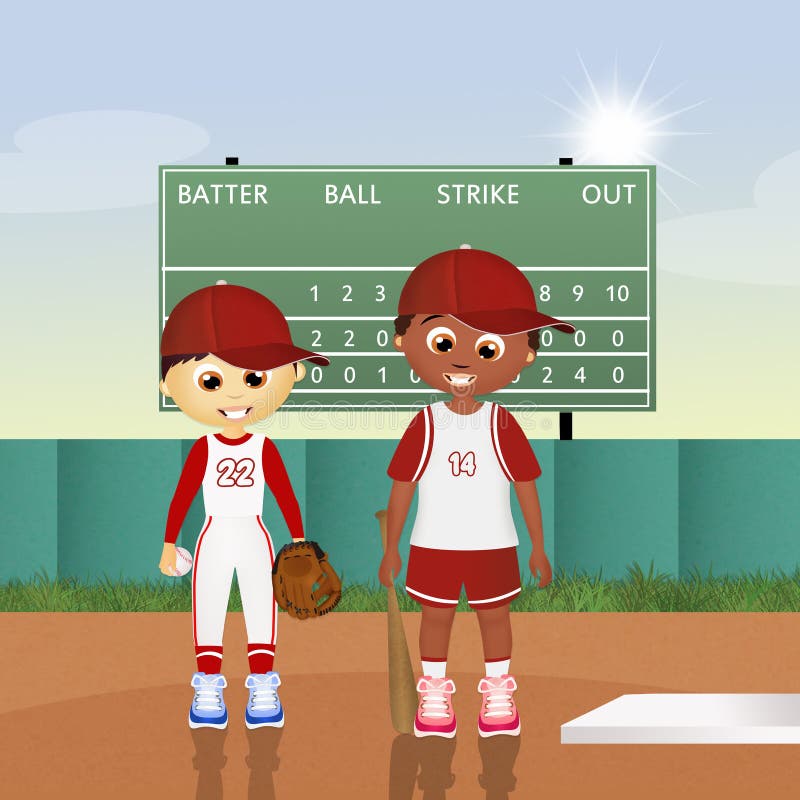 Children play baseball stock illustration. Illustration of camp - 78754981