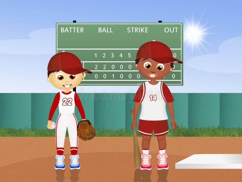 Children play baseball stock illustration. Illustration of uniform ...