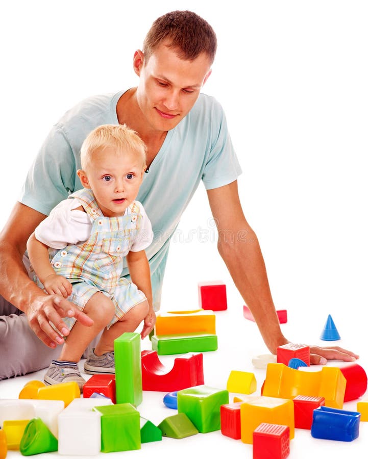 Children Play Building Blocks. Stock Photo - Image of leisure ...