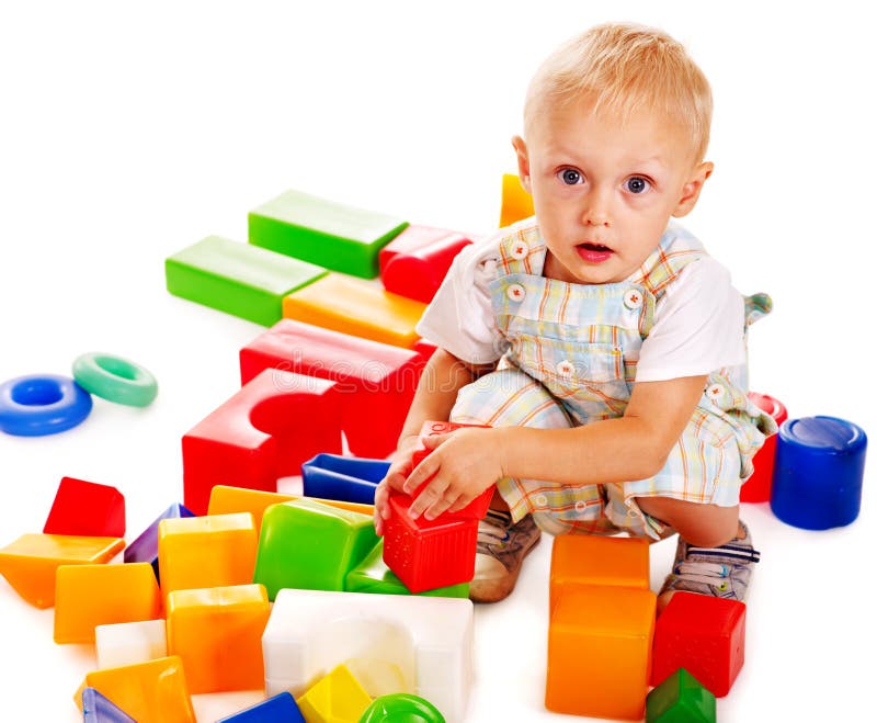 Boy and blocks stock photo. Image of build, child, wooden - 7141232