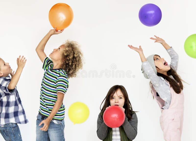 Children Play Fun Balloon Concept Stock Image - Image of colleague ...