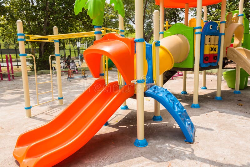 Children Play Ground in Park of Thailand. Stock Image - Image of safe ...