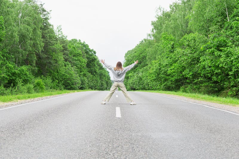 Children Play on the Highway Outside the City Stock Image - Image of ...