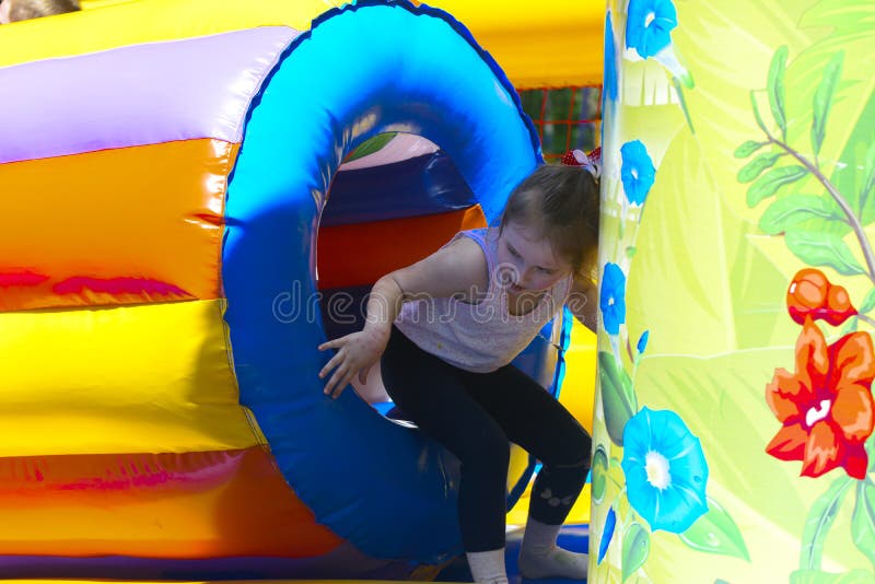 Children Play on the Inflatable Children`s Playground Editorial Photo ...