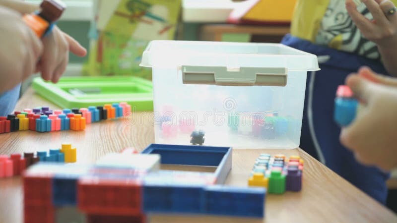 Children Play Intellectual Games at a Kindergarten Stock Footage ...