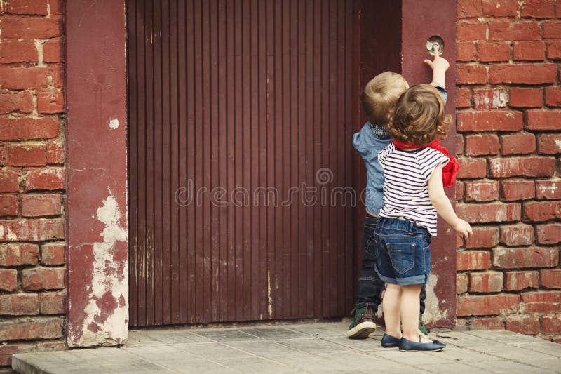 Children Play with Intercom Stock Image - Image of house, phone: 45350099